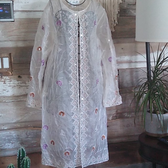 Lew Magram | Tops | Lew Magram Silk Boho Mirror Sequin Kimono | Poshmark